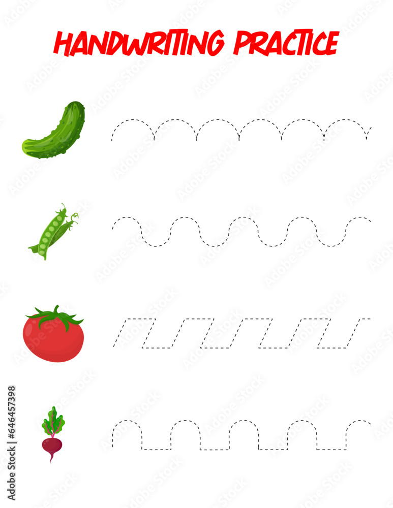 Tracing lines. Handwriting practice for children.Practicing fine motor ...