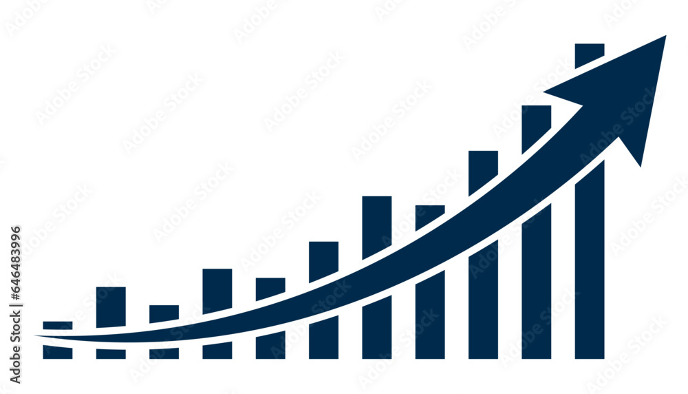 Graph diagram up icon, business growth success chart with arrow ...