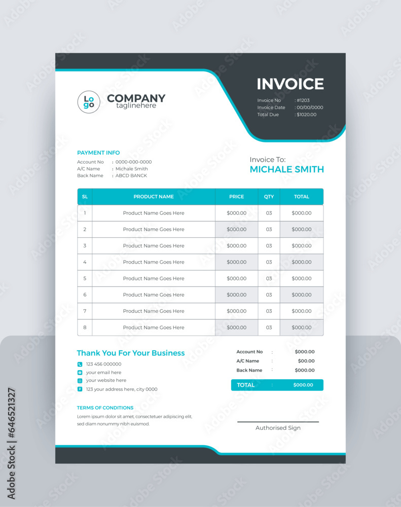 Price list design, Cost sheet design, invoice template, Bill form ...
