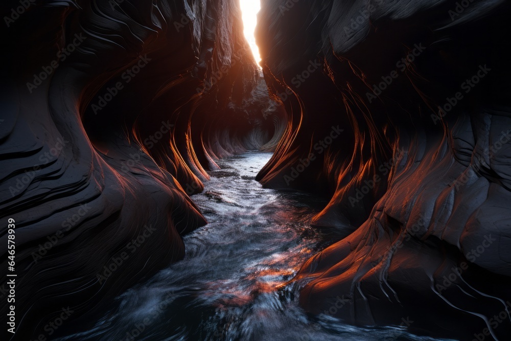 A chasm in the earth's crust leading to an eldritch abyss, where ...