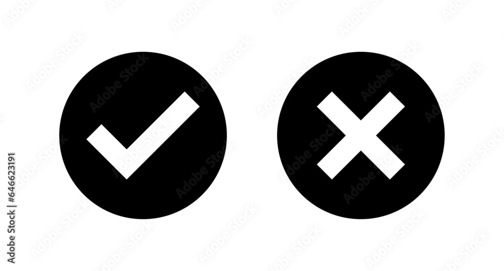 Check mark and cross mark icons Stock Vector | Adobe Stock