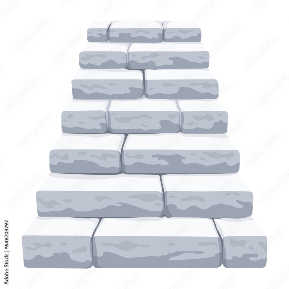 Game castle stairs in cartoon style. Medieval ancient ladder flights ...