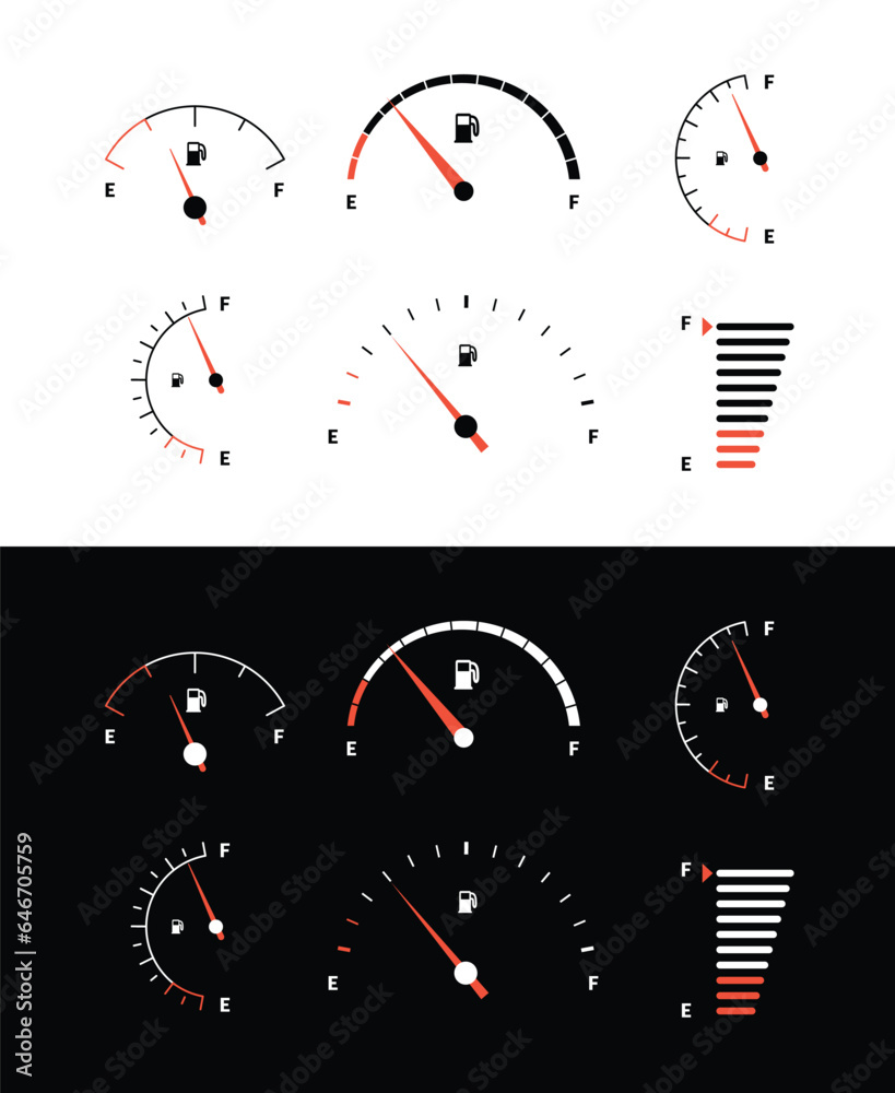 Fuel indicator meter or fuel gauge for petrol, gasoline, diesel level ...
