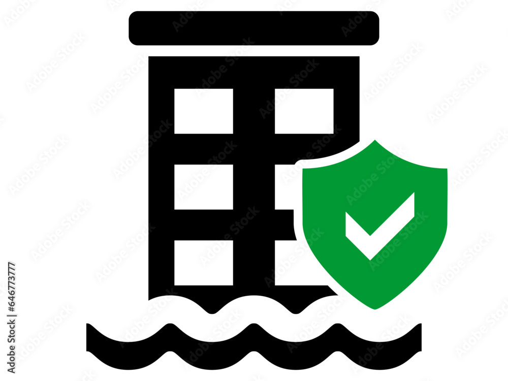 House and flood with shield icon, Natural disaster, flood and insurance ...