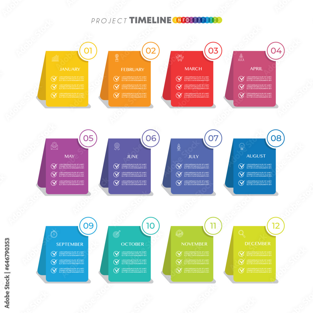 infographic Project timeline graph for 12 months modern diagram ...