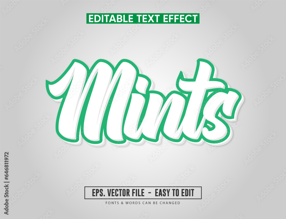Vector text effect editable mints font and text can be changed modern ...