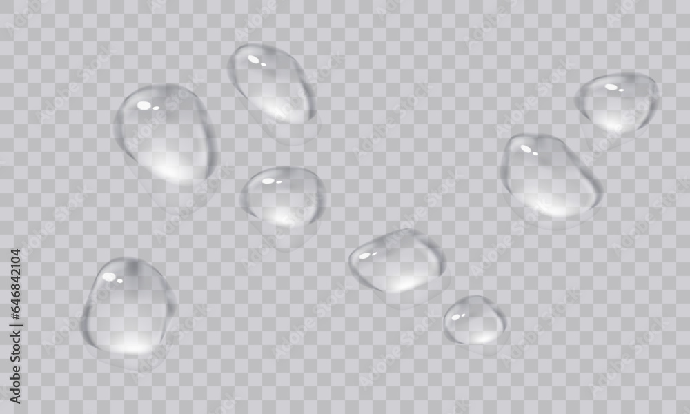 Vector water droplets. PNG droplets, condensation on glass, on various ...