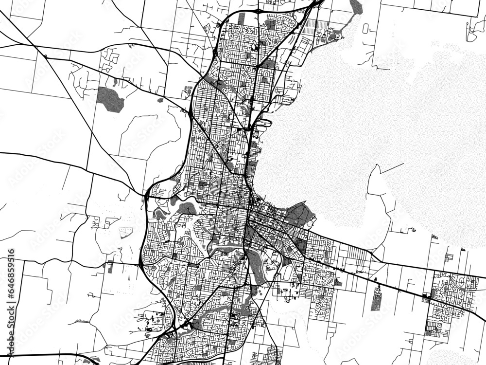 Greyscale vector city map of Geelong in Australia with with water ...