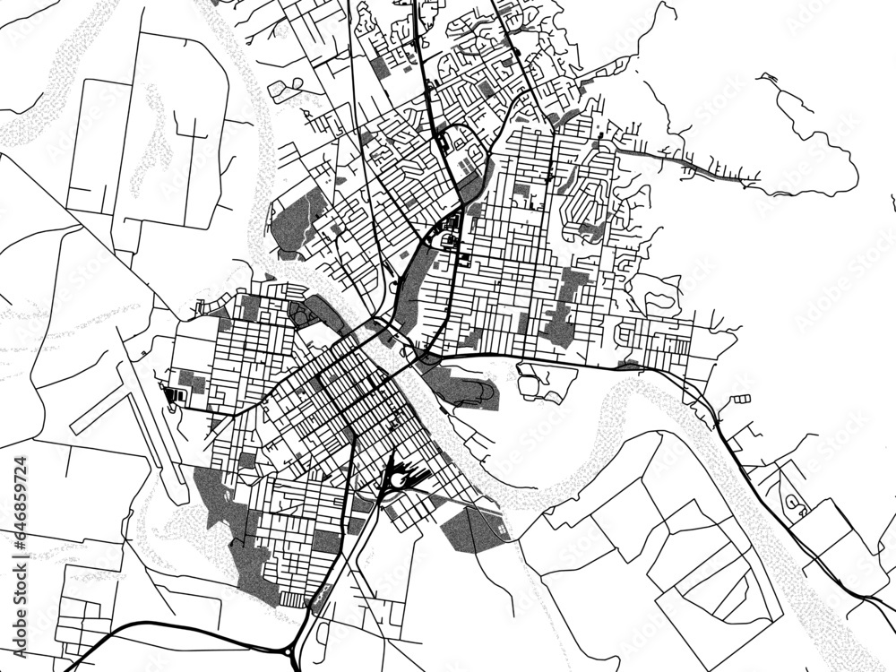 Greyscale vector city map of Rockhampton in Australia with with water ...