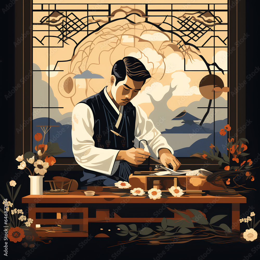 In a beautifully crafted Korean - inspired design, a vector ...