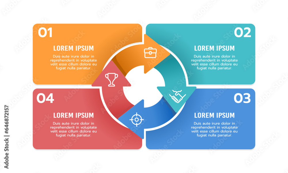 Infographic 4 arrows cycle to success. Marketing Strategy and Planning ...