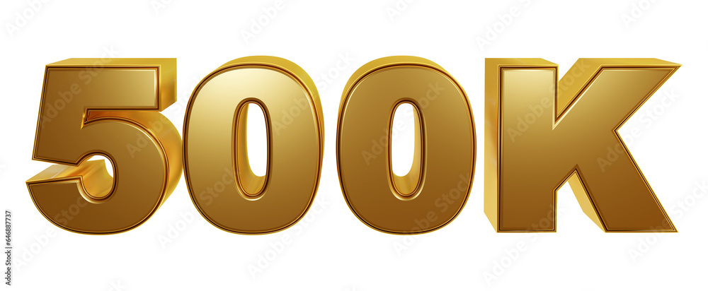 celebration 500K golden isolated on transparent background luxury 3d ...