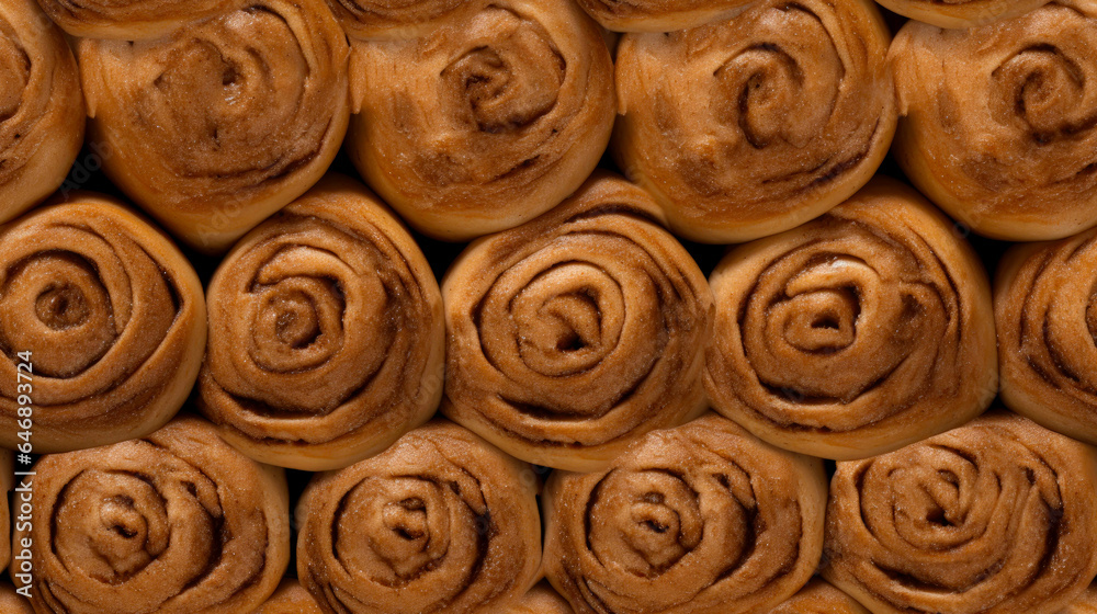 Freshly Baked Cinnamon Buns with frosting and cinnamon, looking ...