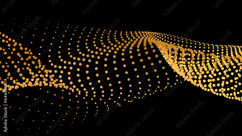 Data vibrate pulse dot particle wave. Abstract bulge hyperbola sinusoid ...