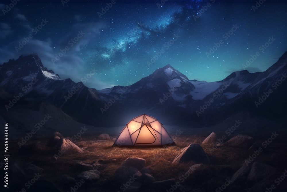 5 Billion Star Hotel. Camping in the mountains under the starry night ...