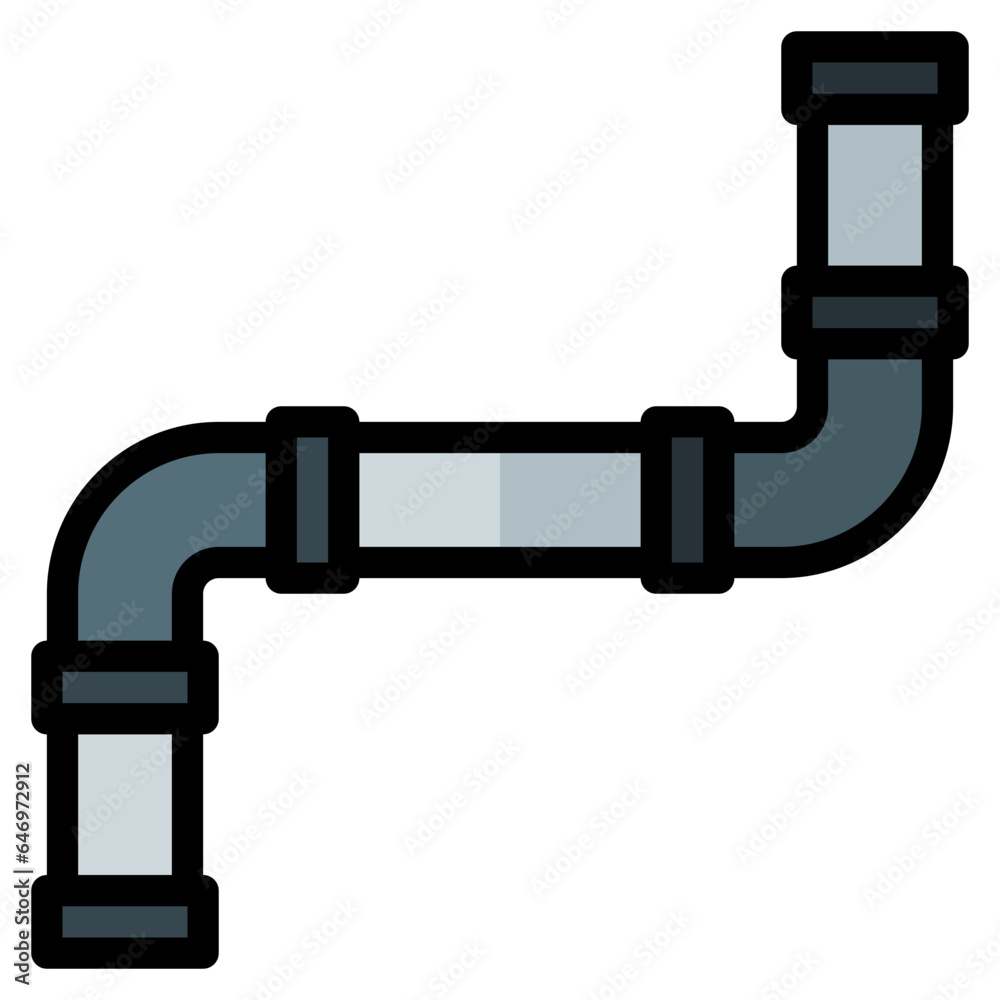 pipe icon in filled line style isolated on transparent background ...