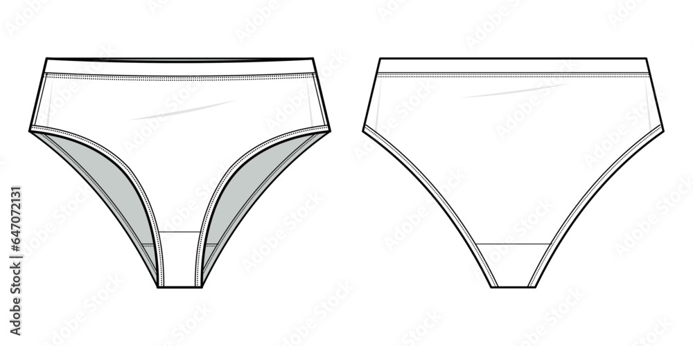 Classic high-rise panty technical fashion illustration. high-rise panty ...
