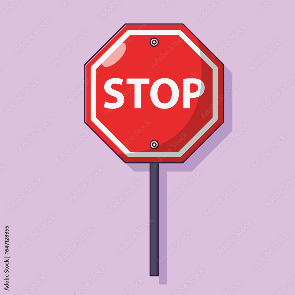 Vector de Stock Stop Sign Vector Icon Illustration with Outline for ...
