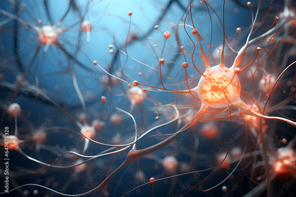 Neurons forming new connection. Neuroplasticity concept. Digital Ai ...