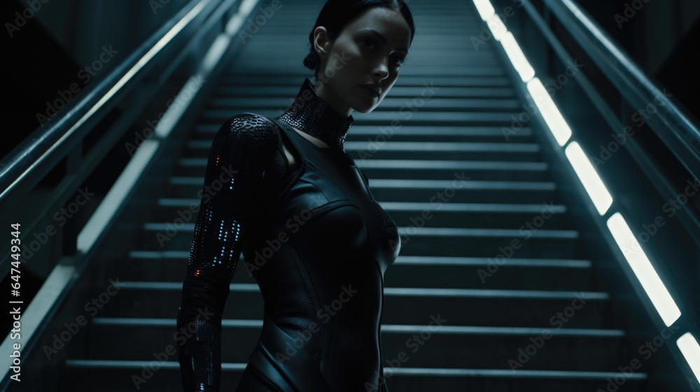 Ascending a dimly lit staircase, the Stealth Cyborgs cloaking ...