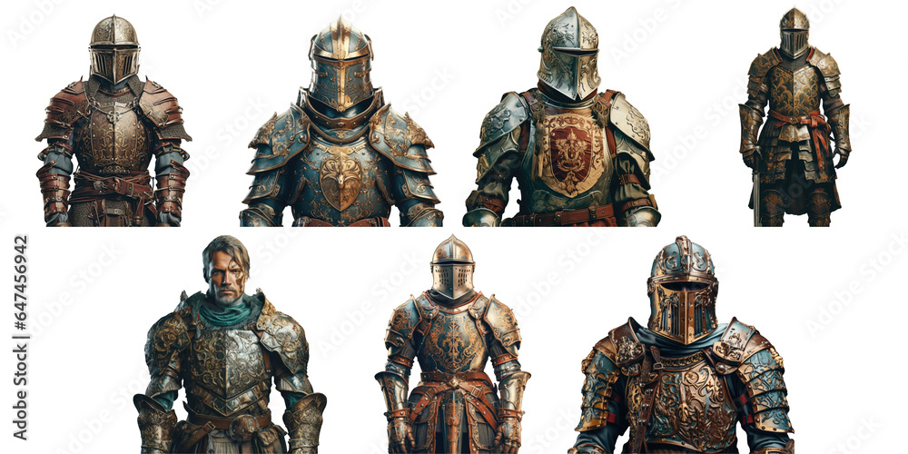 Png Set isolated transparent background medieval knight armor Stock ...
