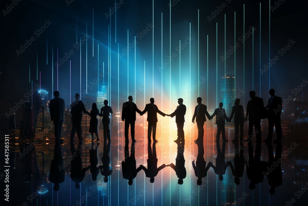 Businessmans arrow graph represents increased sales and enhanced ...