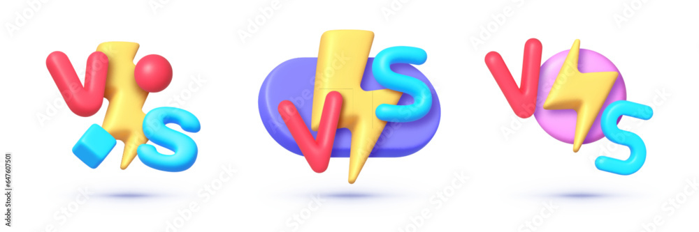 Versus 3d set on white background. 3d icon with versus. Versus Or VS ...