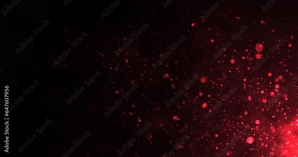 Underwater dust particles moving under rim light tiny source .Particles ...