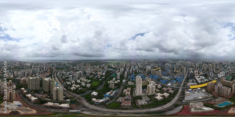 Mumbai City Skyline 8K 360 degree, Monsoon season, equirectangular ...