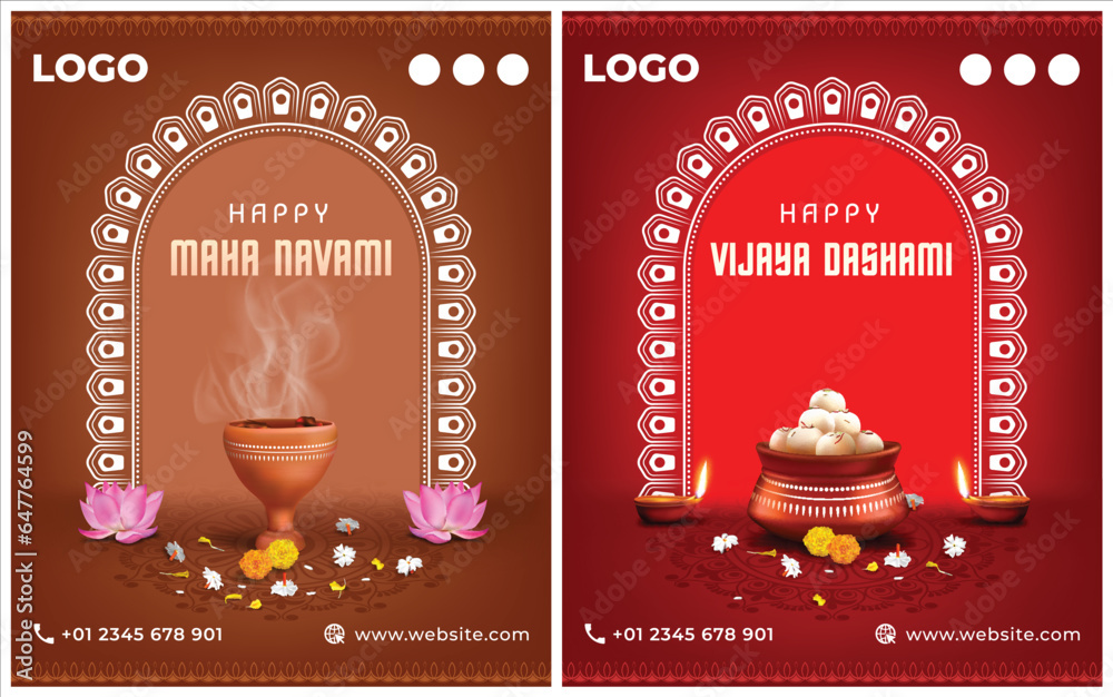 durga puja social media post banner design for maha navami and vijaya ...