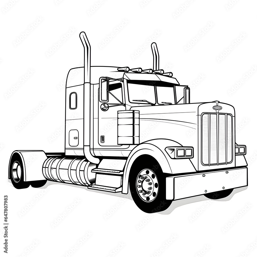 Outline drawing of delivery truck concept, truck coloring page line art ...