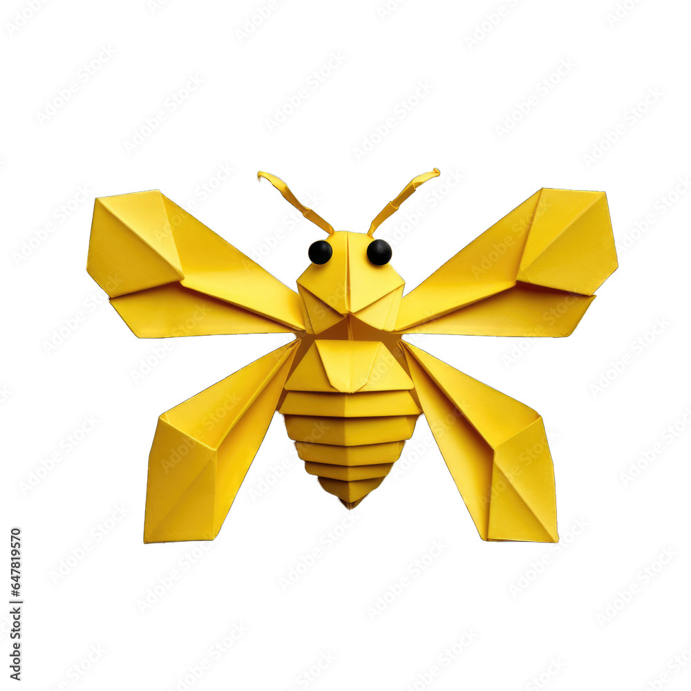 Origami Bee isolated on transparent background Stock Illustration ...