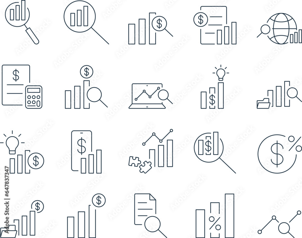 Analytics Icons Set. Chart, Statistics, Reporting, Metrics. Editable ...