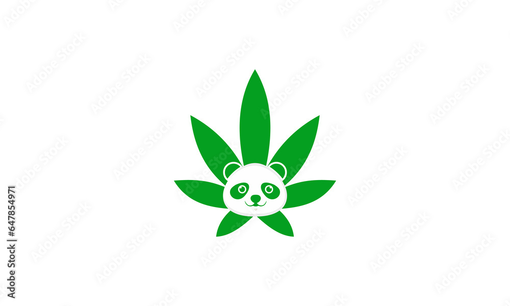panda cannabis medical logo vector negative space,illustration panda ...