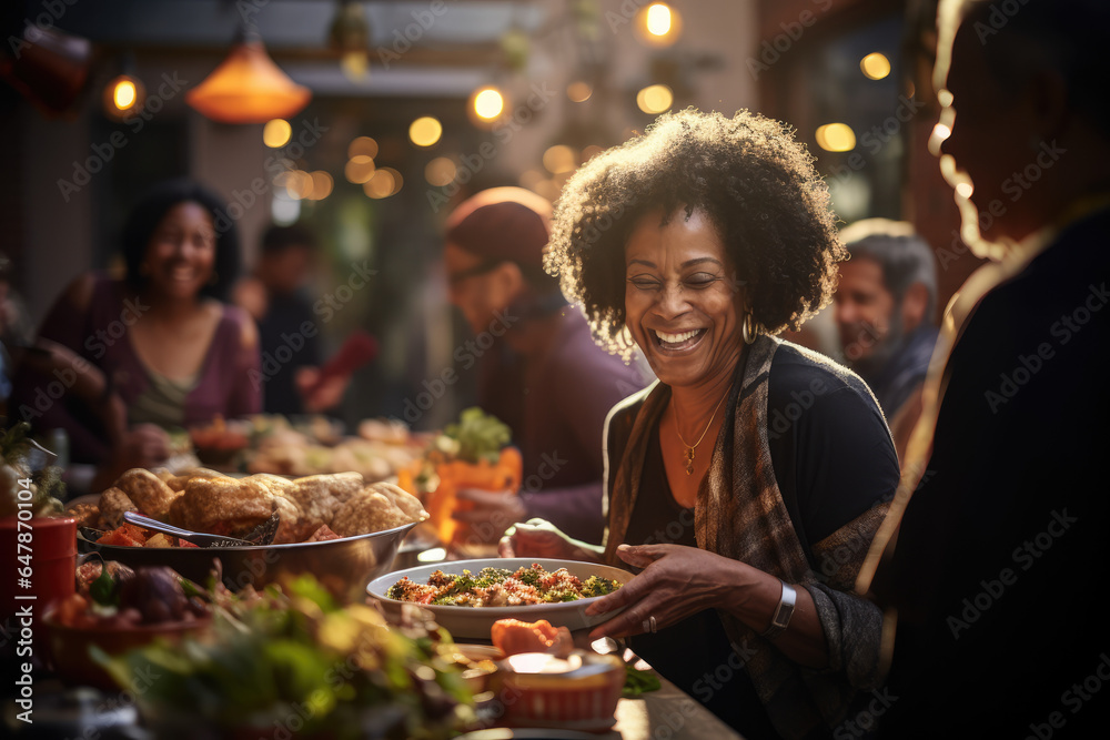 Residents gather for a potluck dinner in a communal clubhouse ...