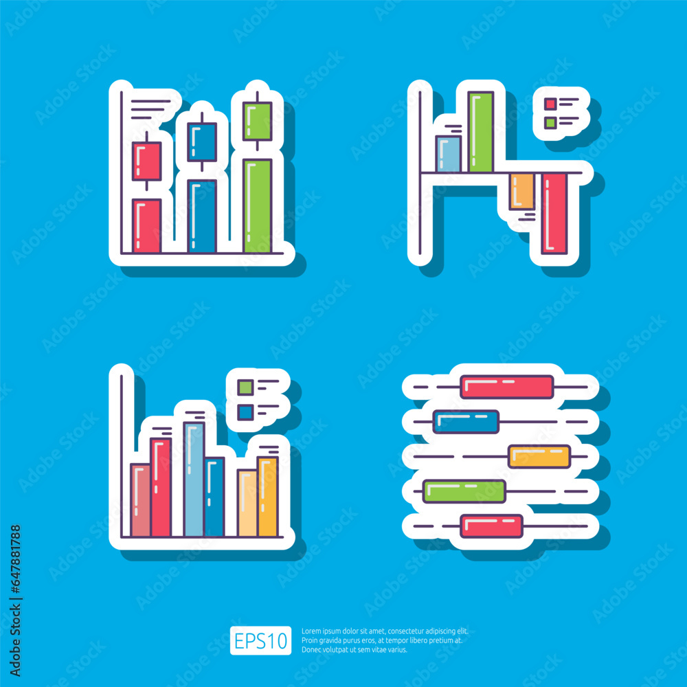 Stock-Vektorgrafik „Growth Candlestick Chart, Statistic Diagram Bar Graph. Business Finance ...