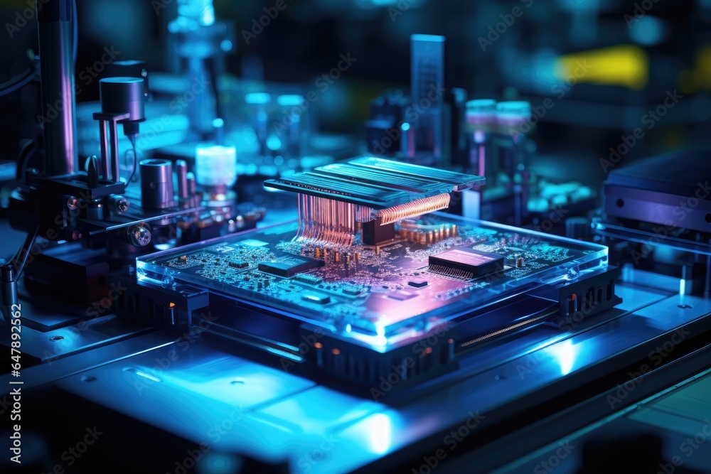 High-tech semiconductor manufacturing, experimenting with futuristic materials, futuristic ...