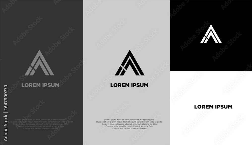 Simple elegant logo of letter A with different background colours Stock ...