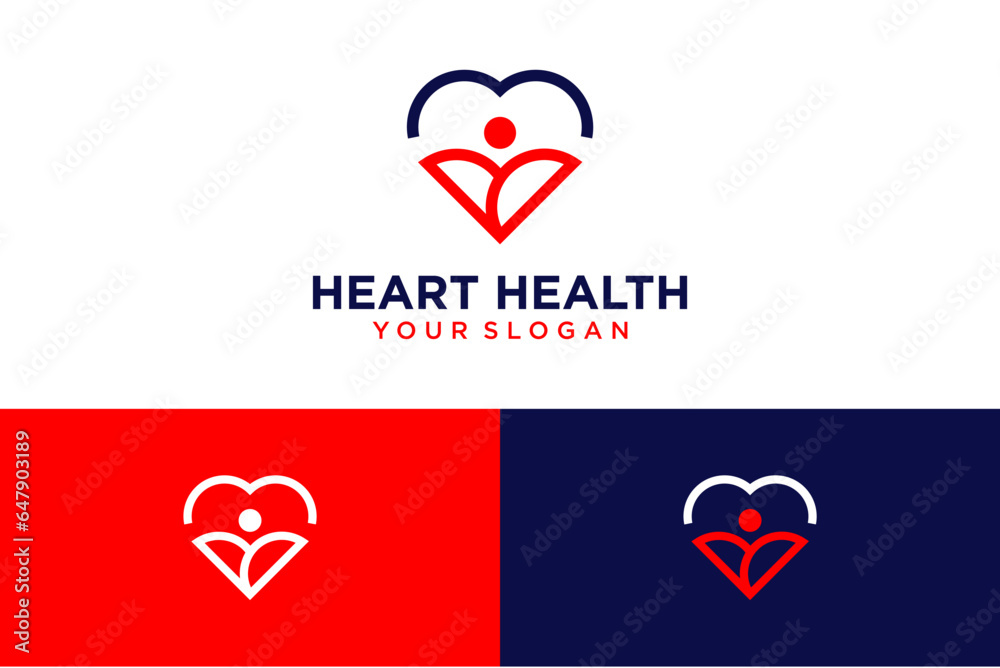 health logo design with heart Stock Vector | Adobe Stock