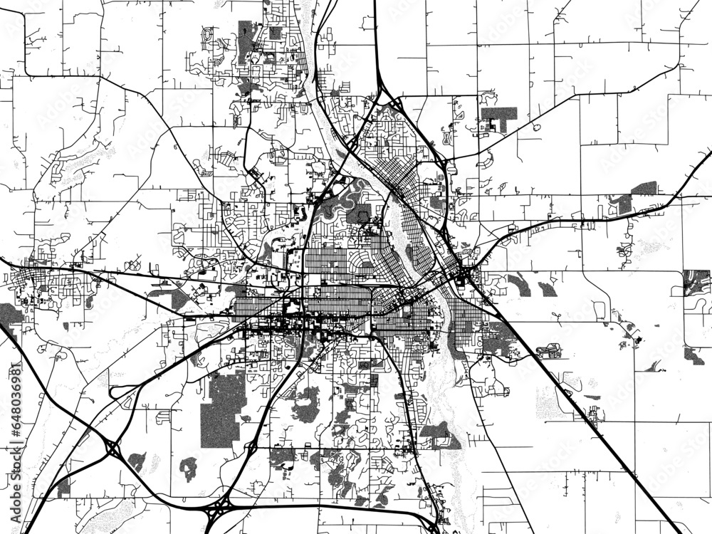 Greyscale vector city map of Saint Cloud Minnesota in the United States ...