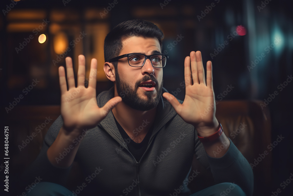 A deaf person, in an earnest conversation, fluently uses sign language ...