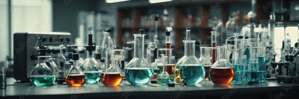 Science laboratory with lab equipment. Background Stock Illustration ...