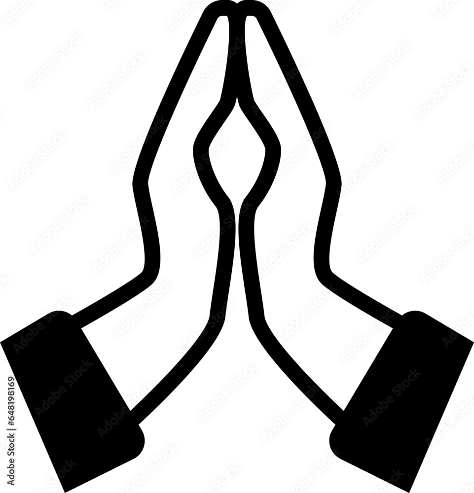 Thank you icon, prayer, meditation, or a gesture of respect and ...