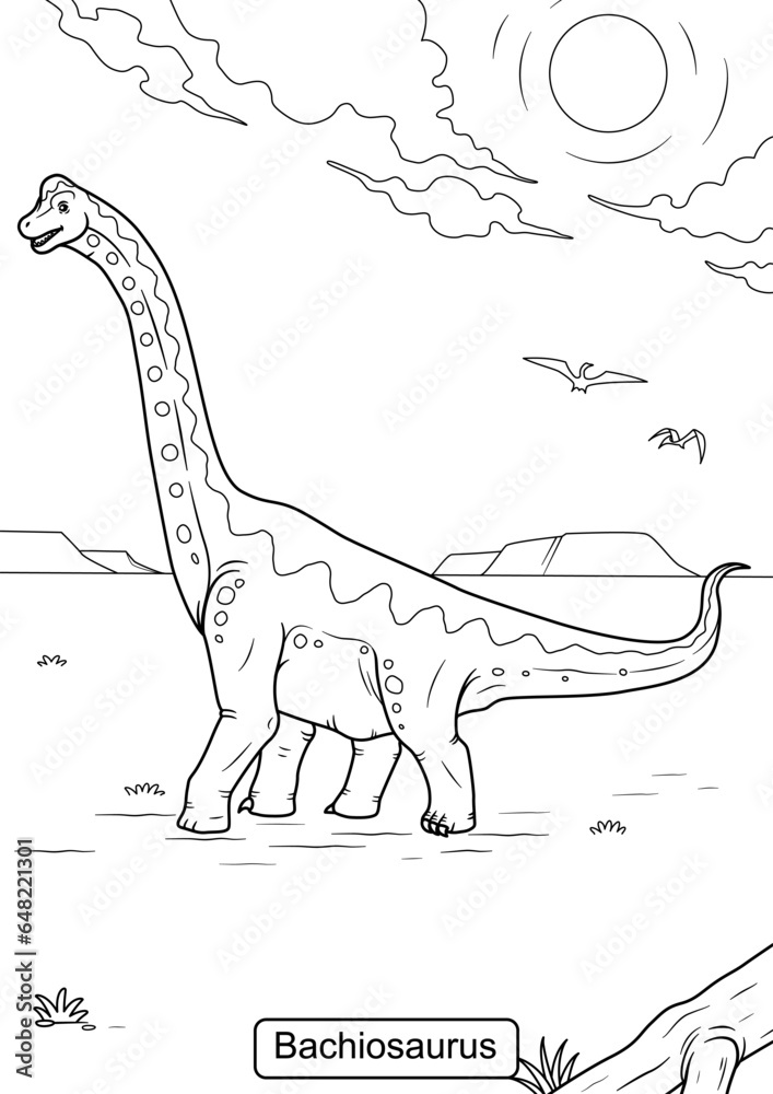 Brachiosaurus Dinosaur line art for coloring page vector illustration ...