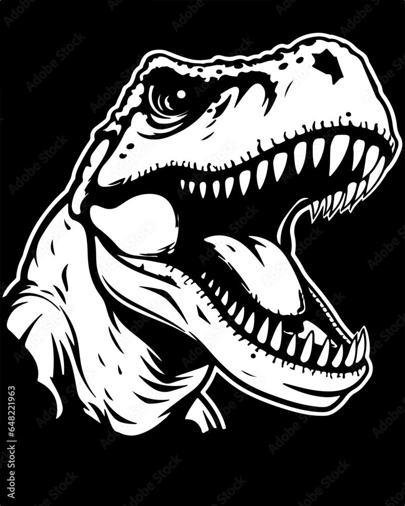 T-REX Tyrannosaurus Rex big dangerous head of dino dinosaur. Cartoon ...
