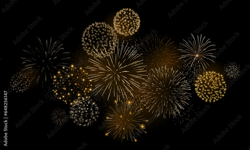 Gold fireworks background Stock Vector | Adobe Stock