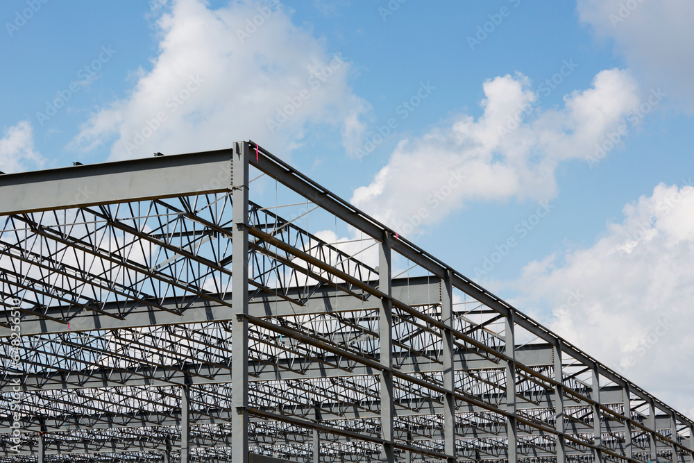 Steel structure being erected in new construction; Edmonton, alberta ...