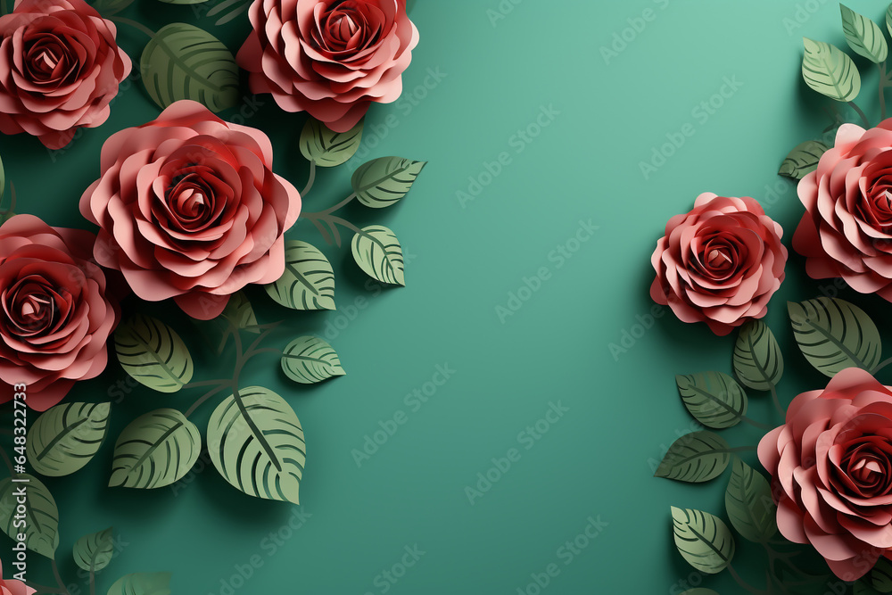 Paper cut flowers and leaves, Fresh spring nature background. Floral ...
