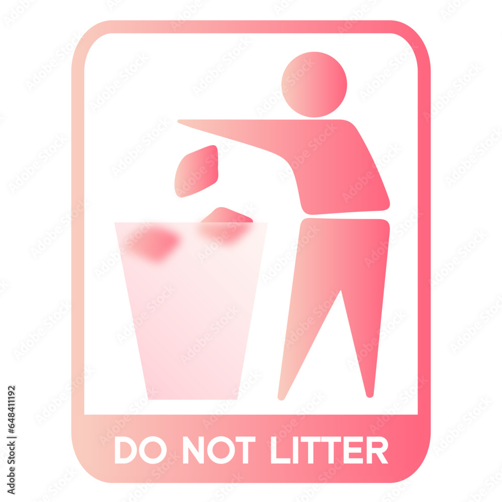 Do Not Litter Packing Glassmorphism UI Icon Sign and Symbol Design ...