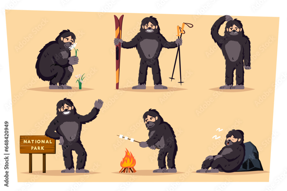 prehistoric yeti bigfoots. cartoon biology ancient homo sapiens monkey ...